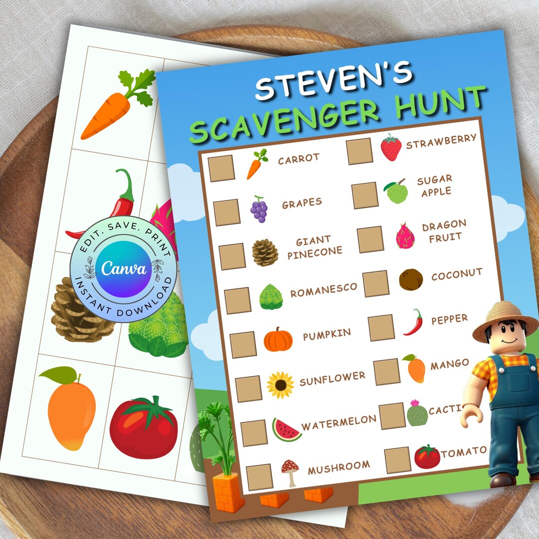 Grow A Garden Scavenger Hunt, Personalizable Garden Party Activity ...