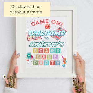 Editable Board Game Party Welcome Sign, Printable Game Night Party Sign ...