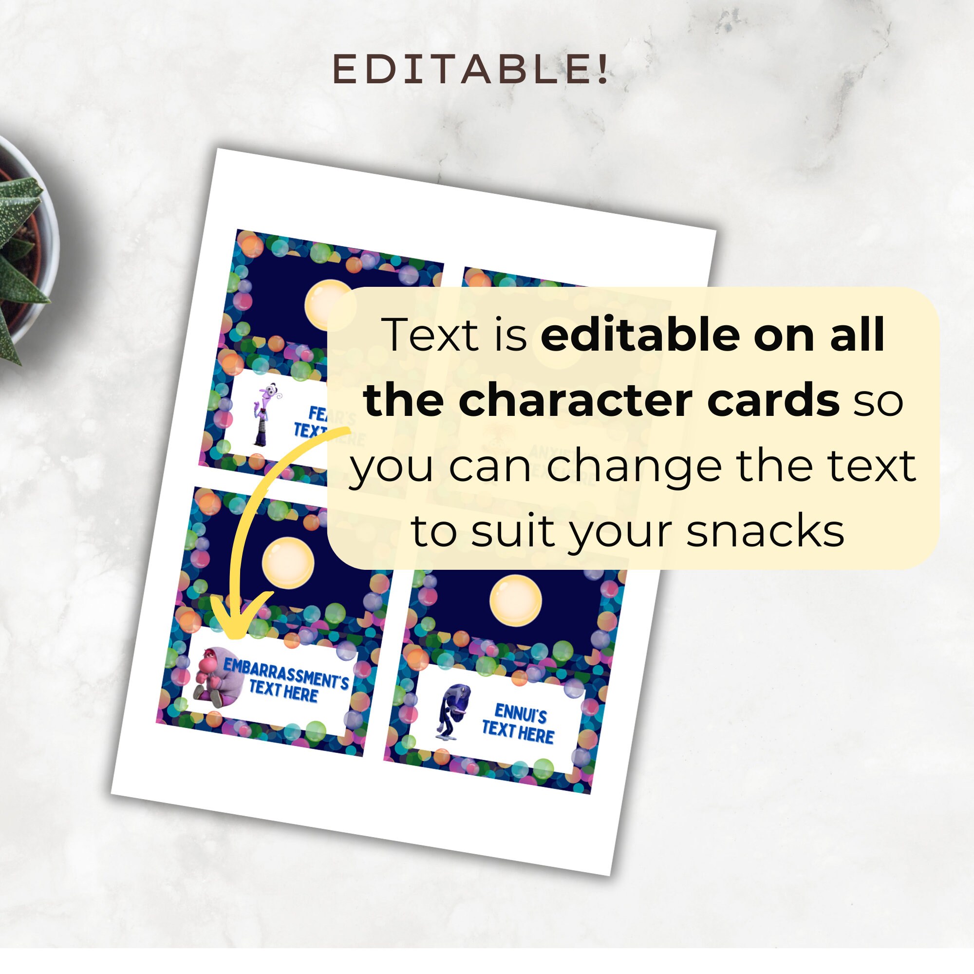 Editable Inside Out Food Cards, Inside Out 2 Food Labels, Inside Out ...