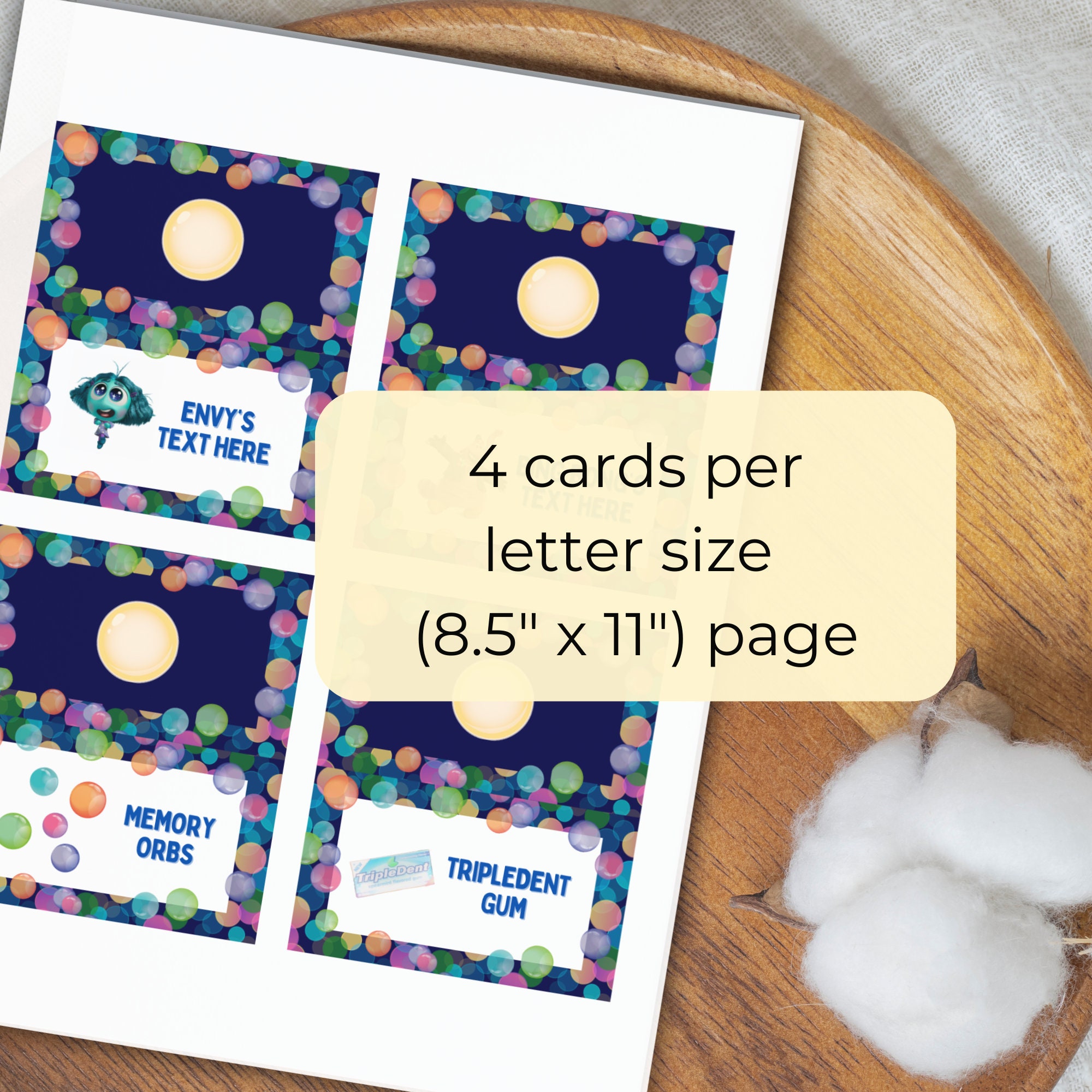 Editable Inside Out Food Cards, Inside Out 2 Food Labels, Inside Out ...