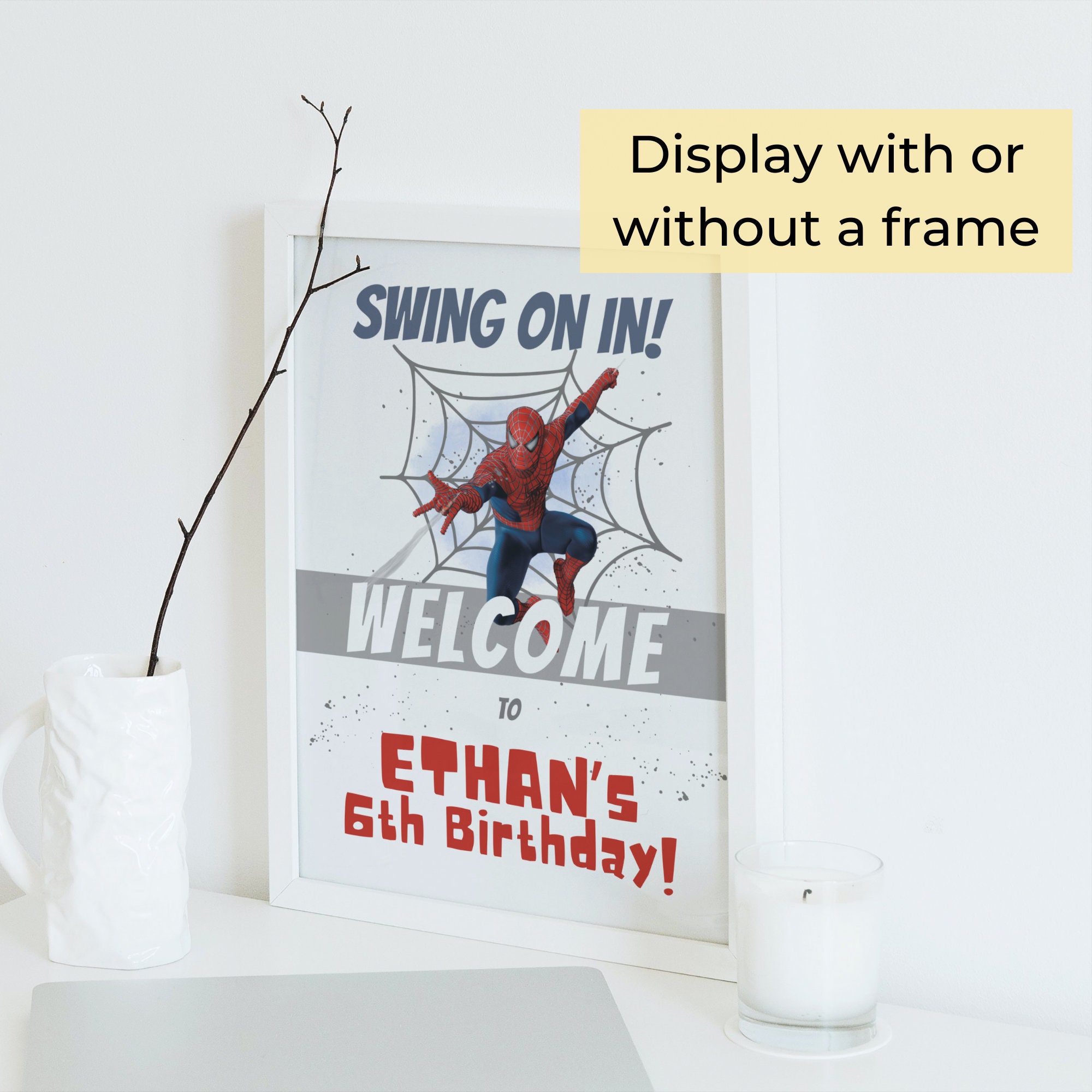 Editable Spiderman Birthday Welcome Sign, Printable Spiderman Party ...