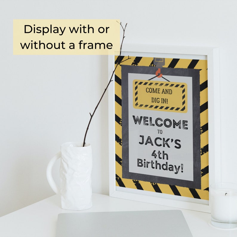 Editable Construction Birthday Welcome Sign, Printable Truck Birthday ...