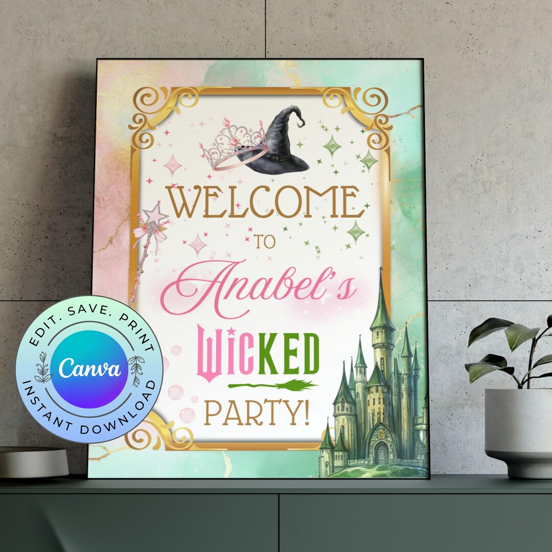 Wicked Birthday Welcome Sign, Editable Wicked Birthday Sign, Printable ...