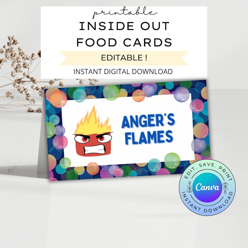 Editable Inside Out Food Cards, Inside Out 2 Food Labels, Inside Out ...