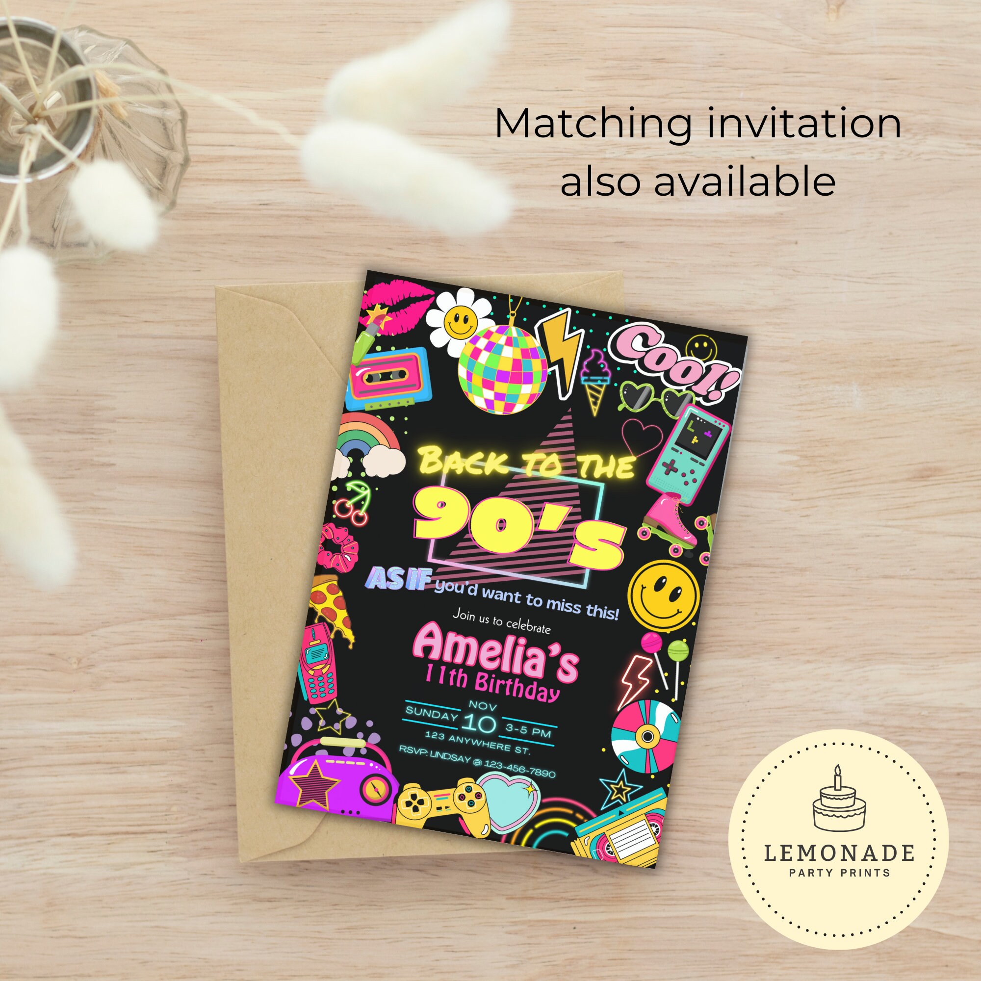 Editable 90s Favor Tag, Printable 90s Birthday Thank You Tag, Printable ...