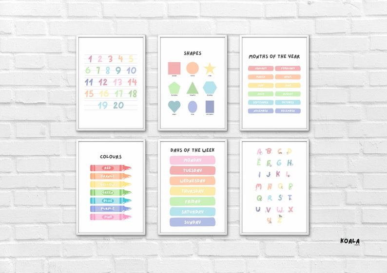 Printable PDF School Resources Abcs 123s Shapes Colours Months Days - Etsy