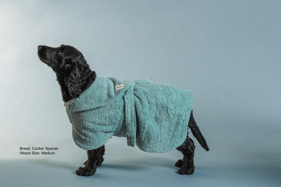 Quality Dog Drying Robe, Cotton Absorbent, Tie Waist, One Size Sits All ...