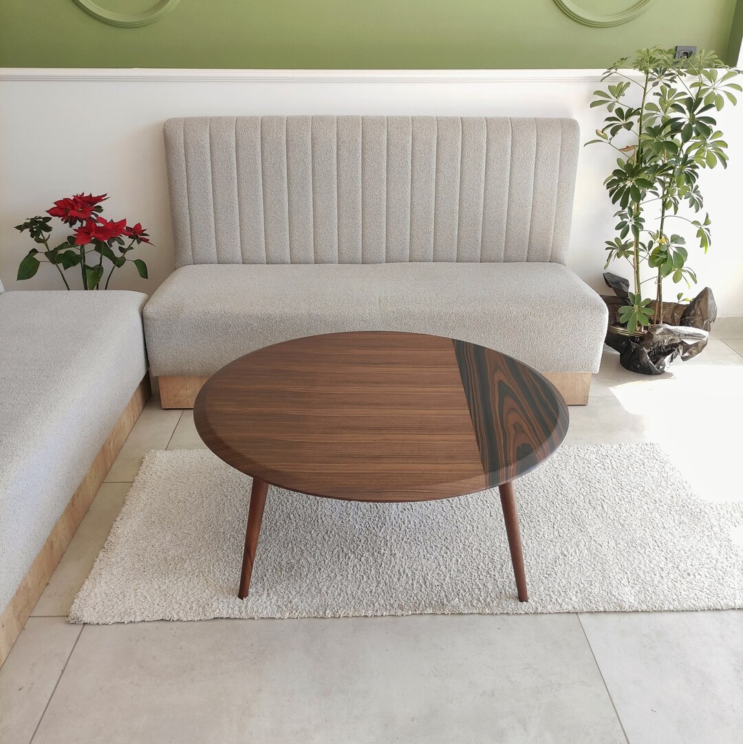 Wooden Coffee Table,round Coffee Table,mcm Coffee Table,walnut Coffee ...