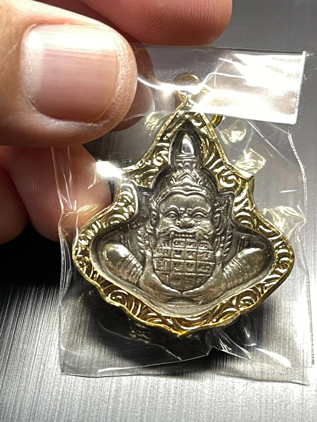 Coin Phra Rahu Om Jun Moon Eather Pendant Gold Micron Case Thai Gifts ...