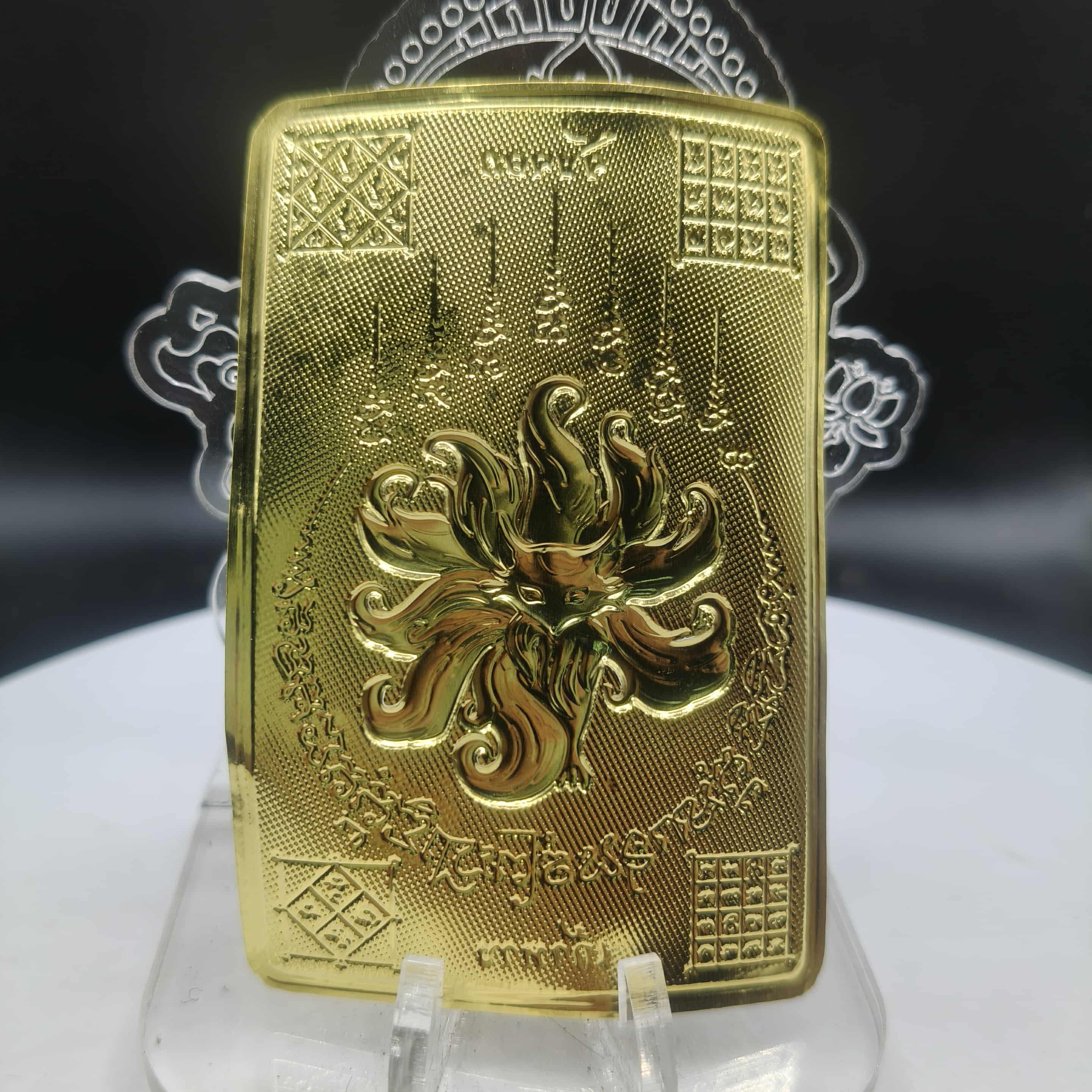 9 Tails Fox Powder Gold Plate Yant Powerful Amulet Pendant for Charming ...