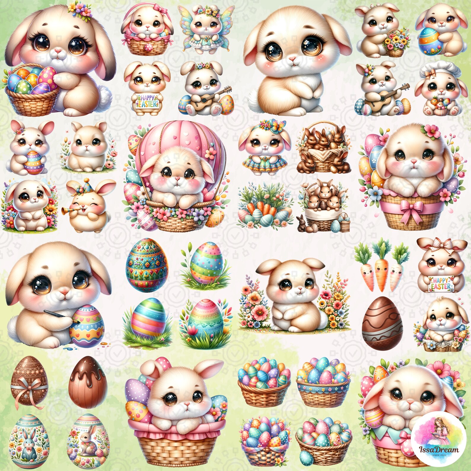 Watercolor Easter Bunny Clipart, Cute Easter Rabbit Clipart, Kids ...