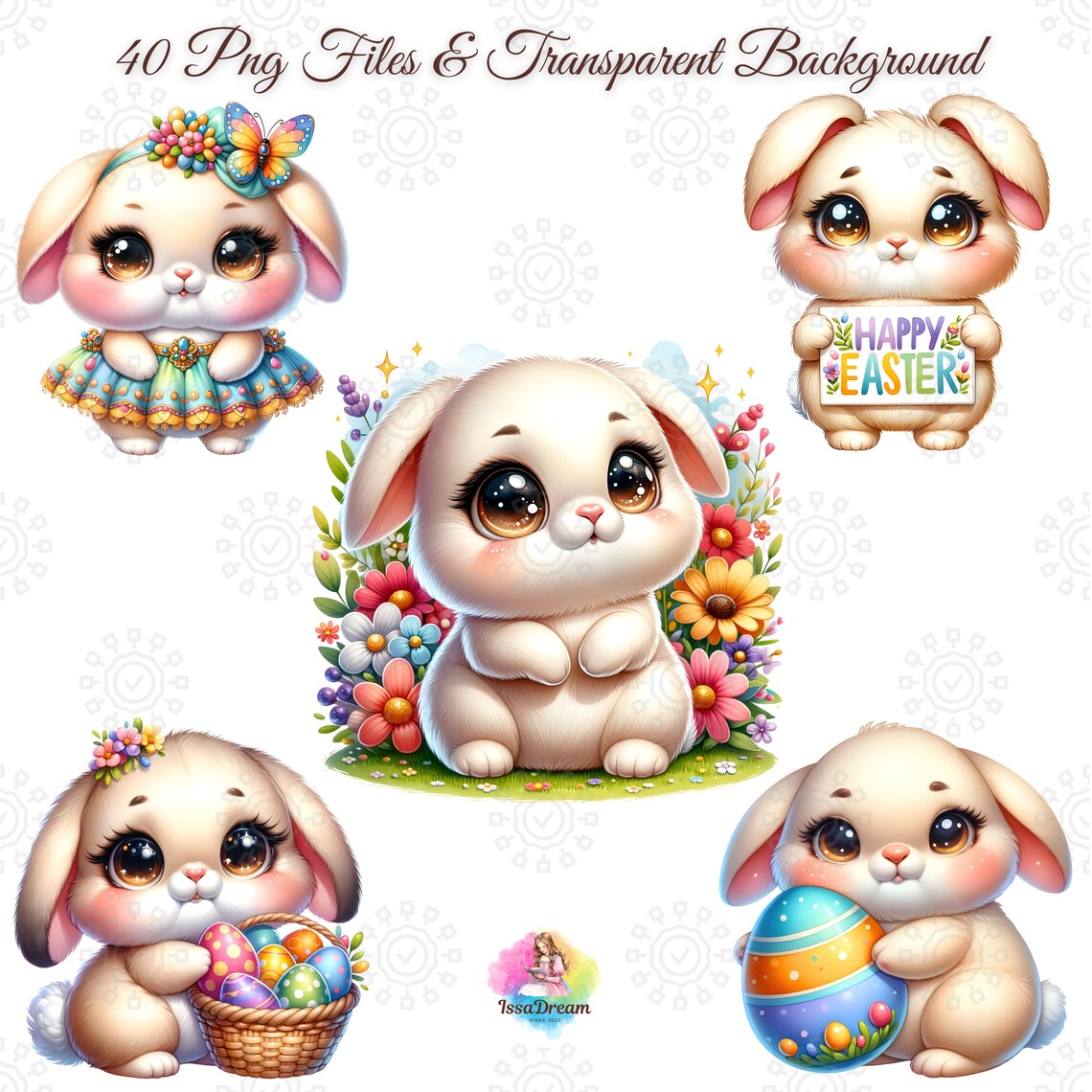 Watercolor Easter Bunny Clipart, Cute Easter Rabbit Clipart, Kids ...