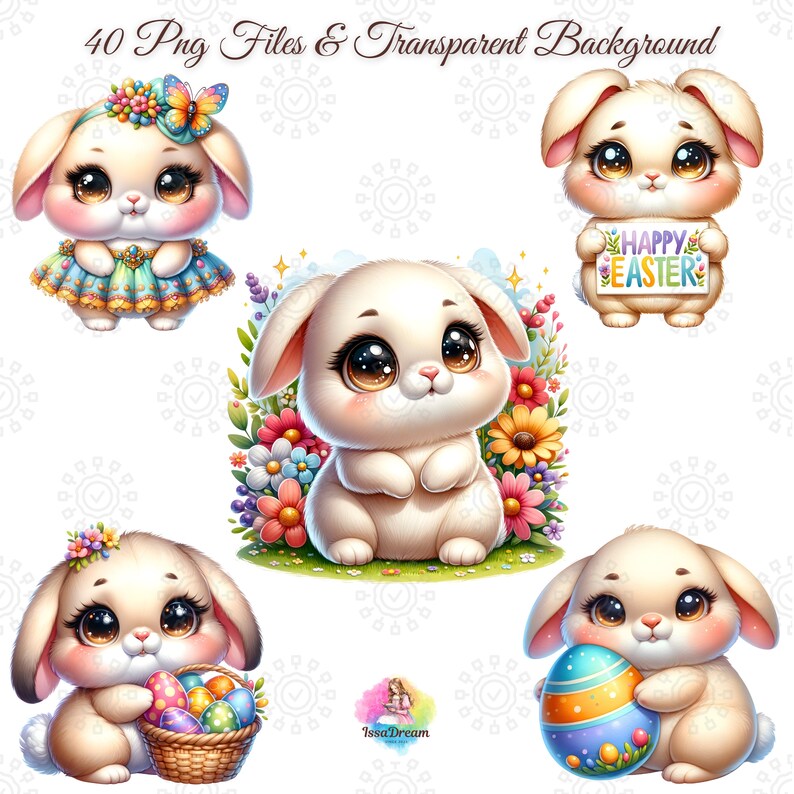 Watercolor Easter Bunny Clipart, Cute Easter Rabbit Clipart, Kids ...