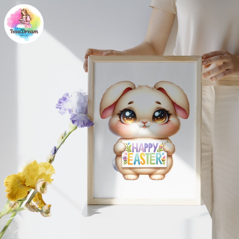 Watercolor Easter Bunny Clipart, Cute Easter Rabbit Clipart, Kids ...