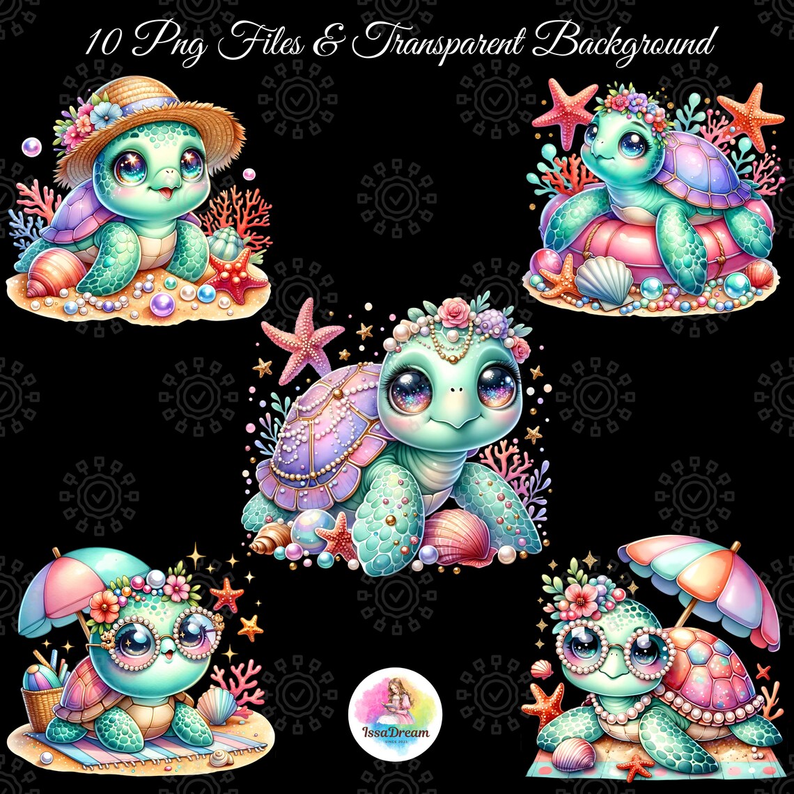 Watercolor Summer Sea Turtle Clipart, Cute Sea Turtle Clipart, Summer ...