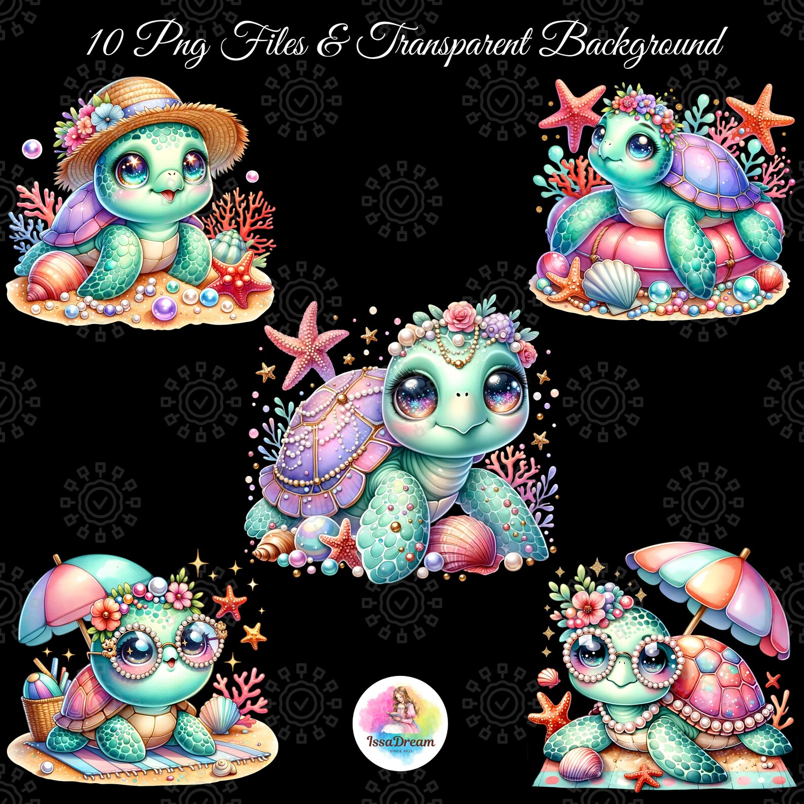 Watercolor Summer Sea Turtle Clipart, Cute Sea Turtle Clipart, Summer ...