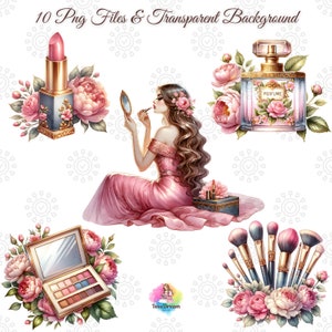 Watercolor Pink Lady Clipart, Floral Woman Clipart, Feminine Vintage ...