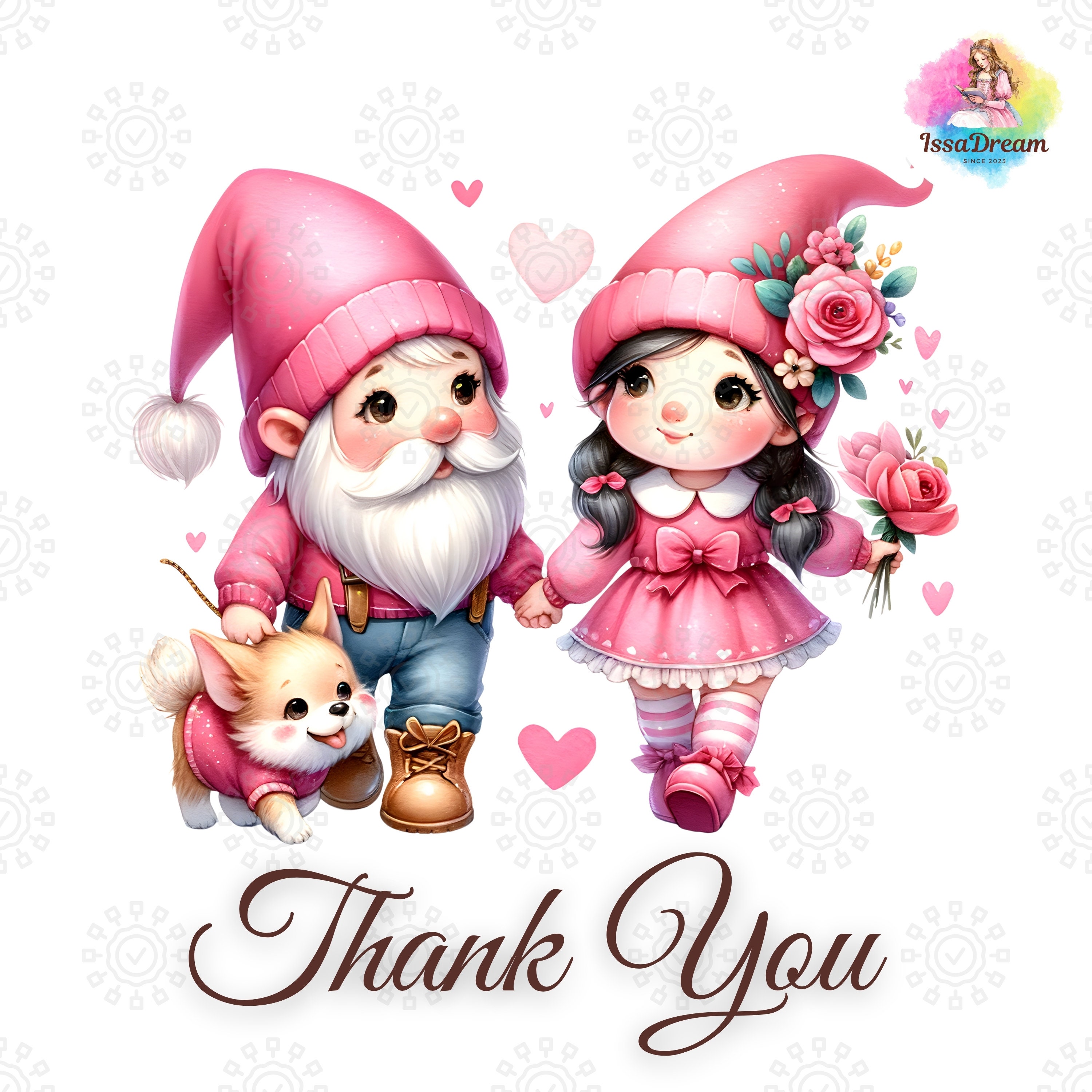 Watercolor Valentine Gnome Clipart, Cute Pink Gnome Lover Sublimation ...