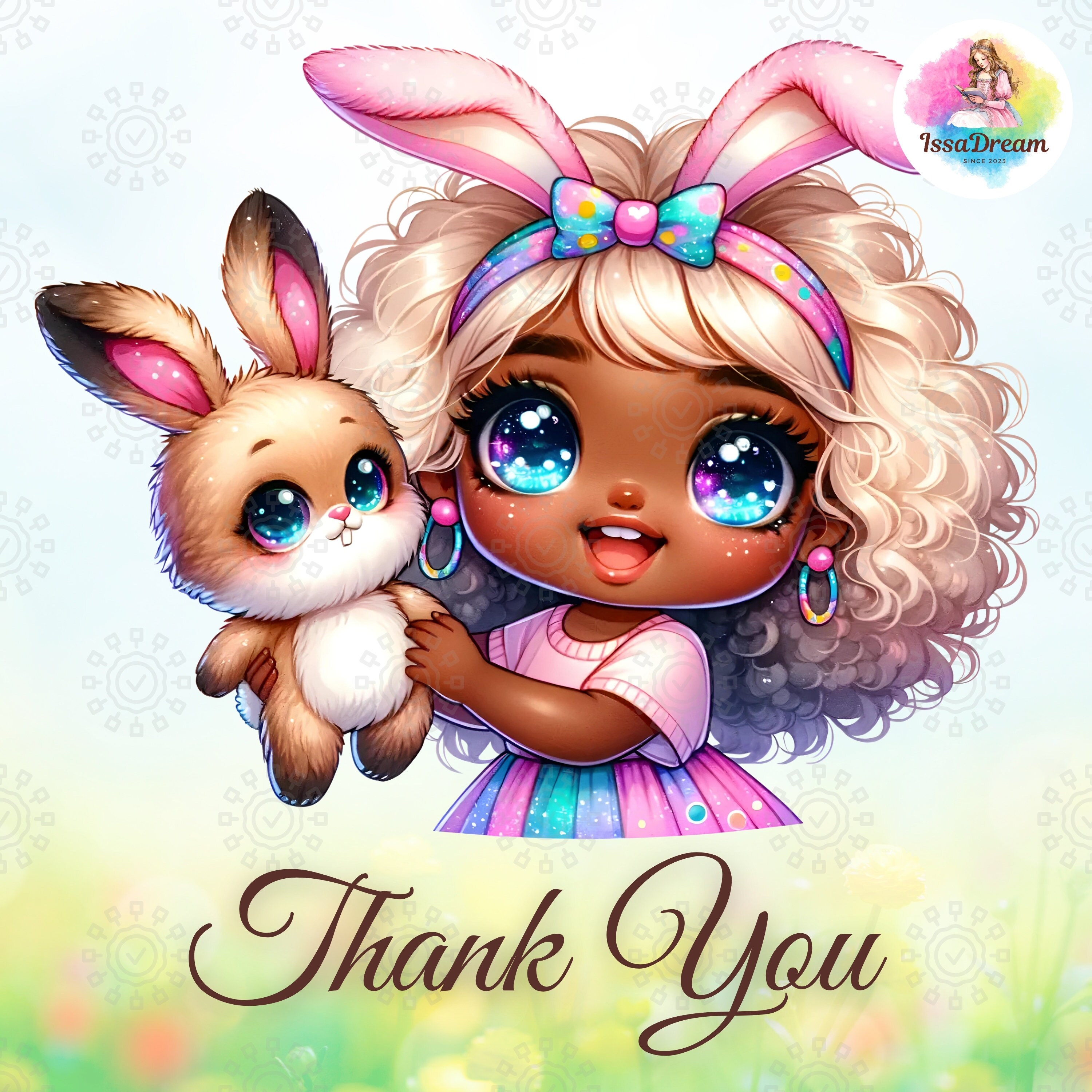 Watercolor Easter African American Girl Clipart, Cute Easter Girl ...
