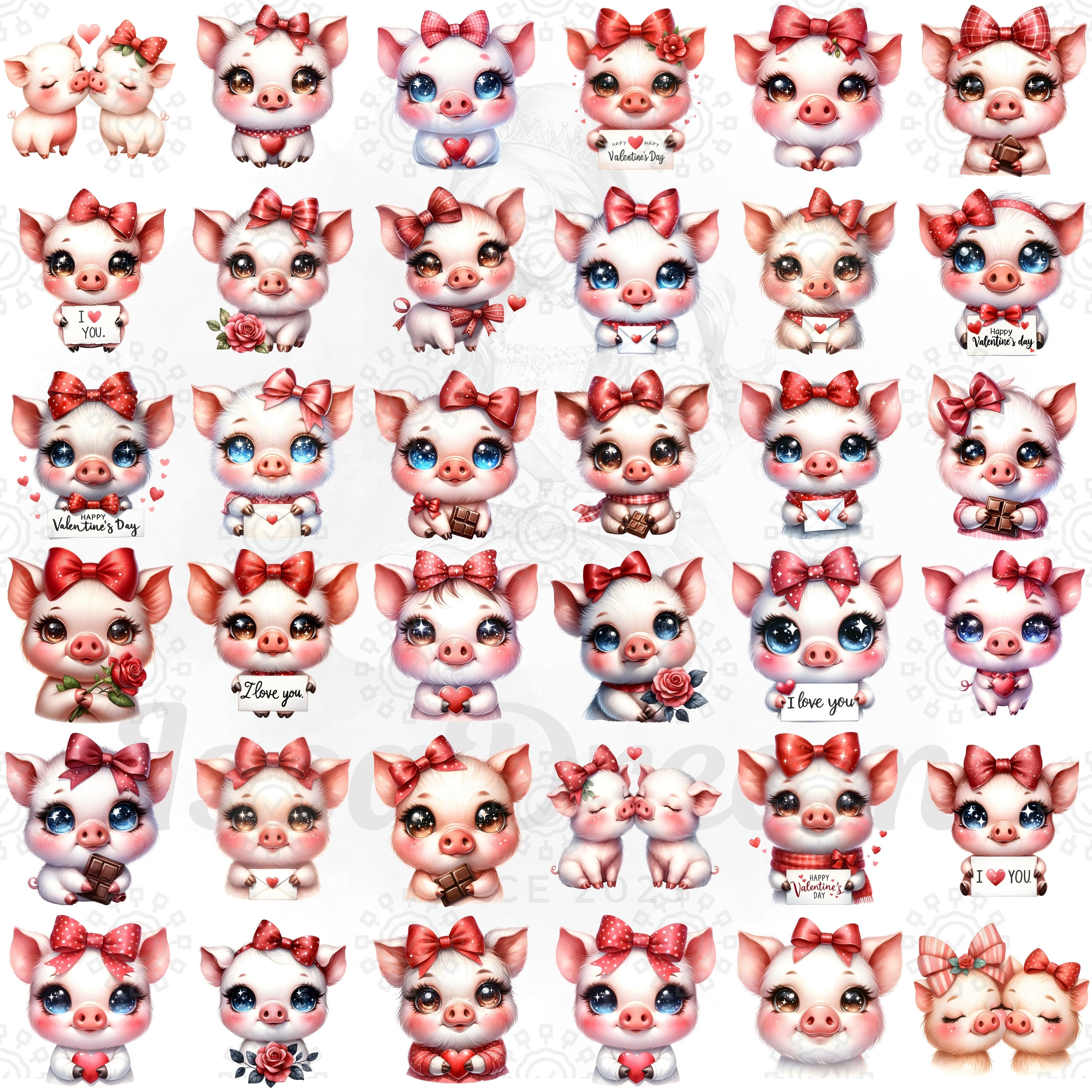 Watercolor Pig in Love Clipart, Cute Valentine's Day Pig Clipart, Kids ...