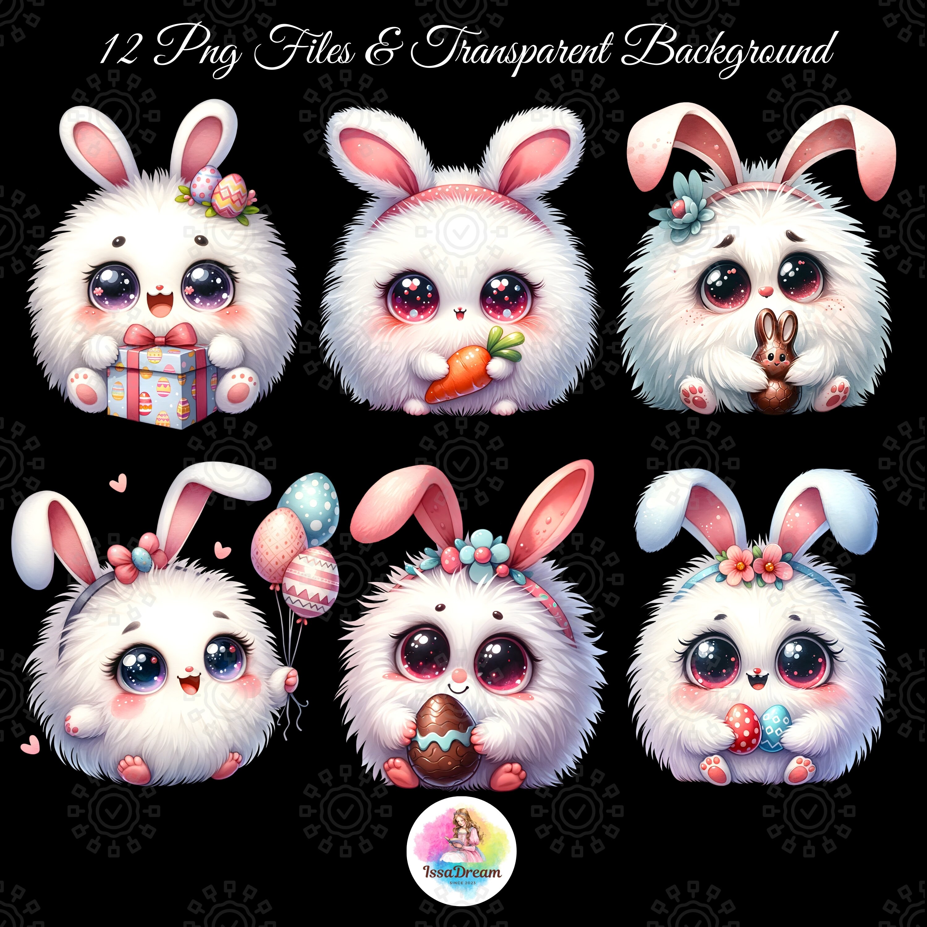 Watercolor Easter Bunny Monster Clipart, Cute Easter Bunny Clipart ...