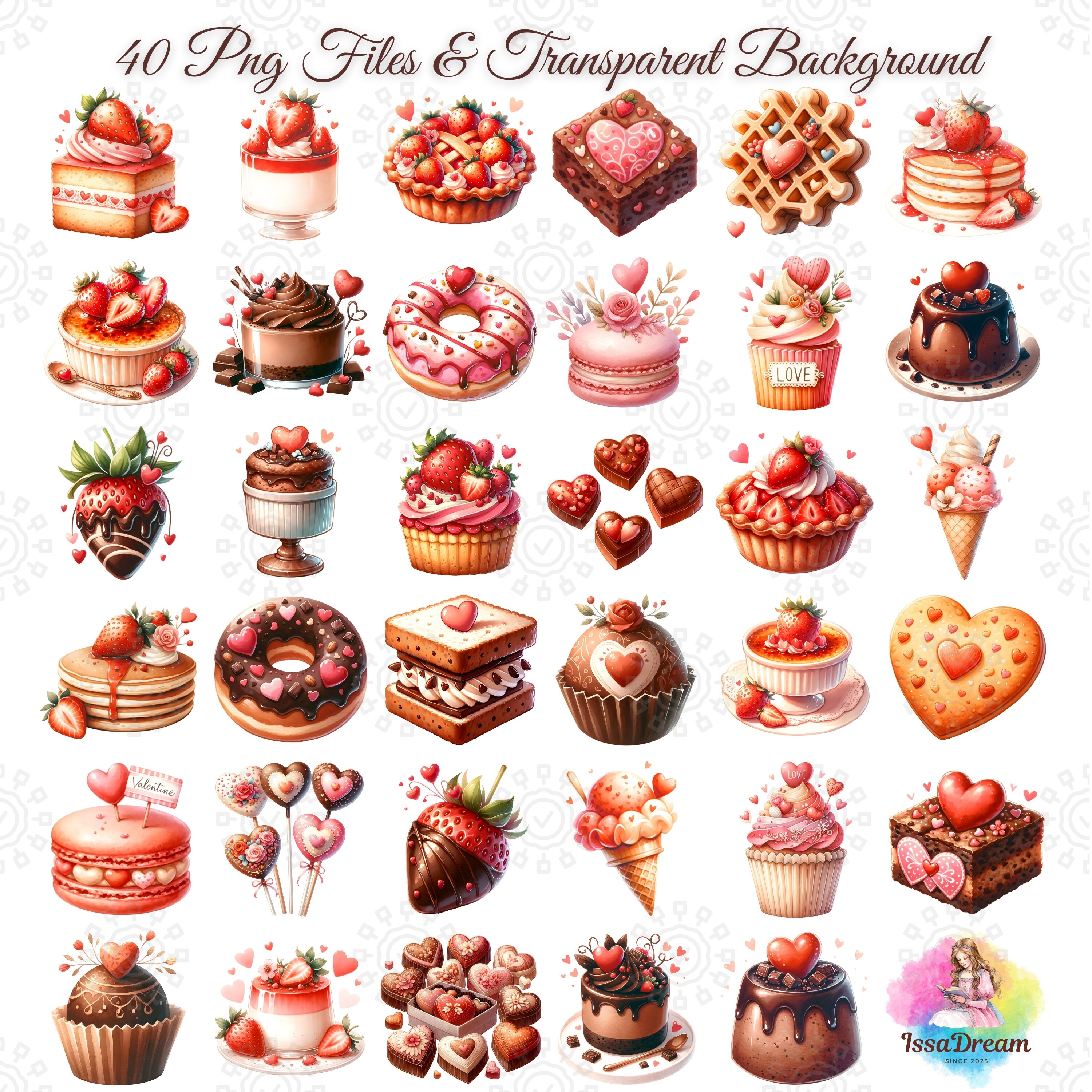 Watercolor Sweets in Love Clipart, Cute Valentines Sweets Clipart ...