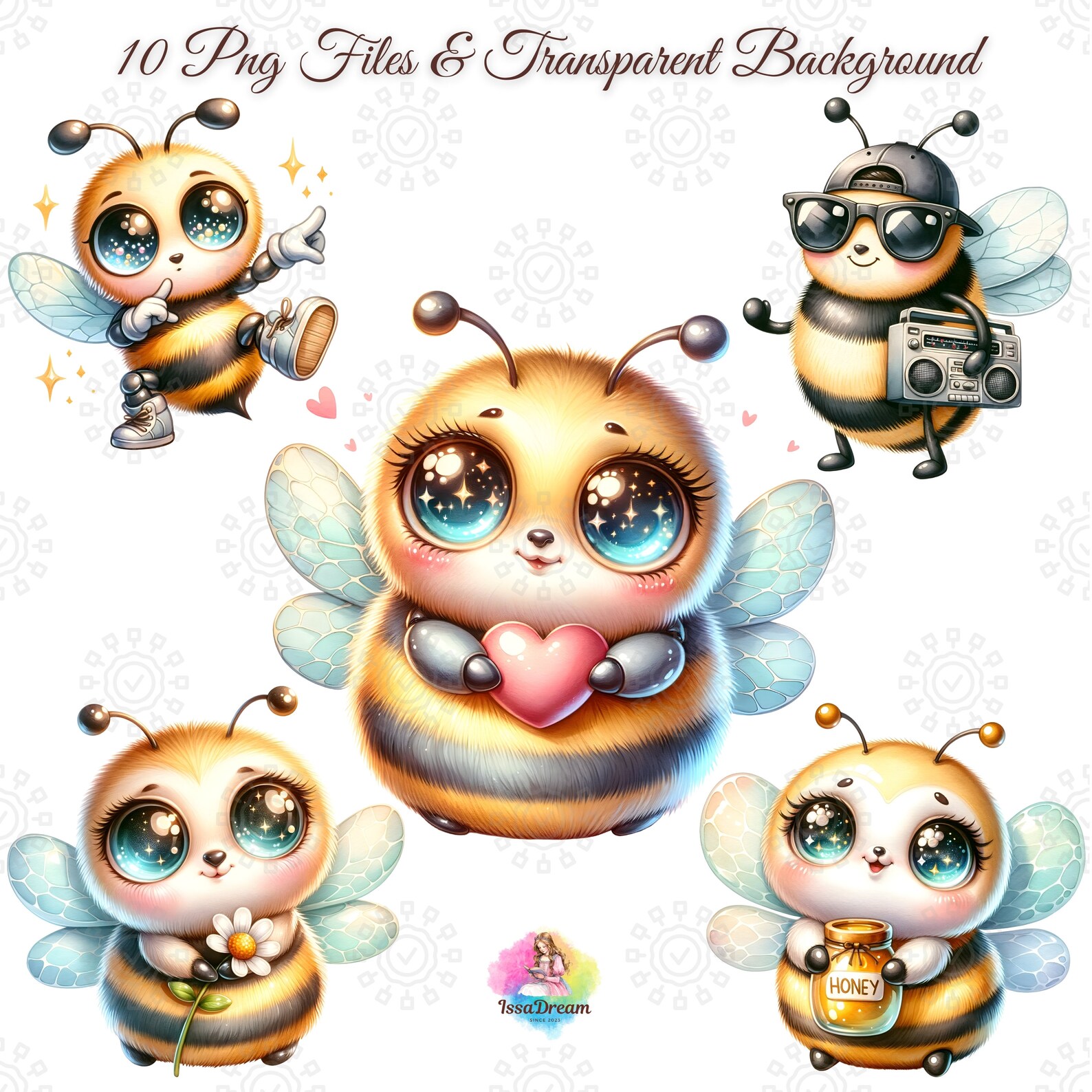 Watercolor Spring Bee Clipart, Cute Ladybug Clipart, Spring Summer ...