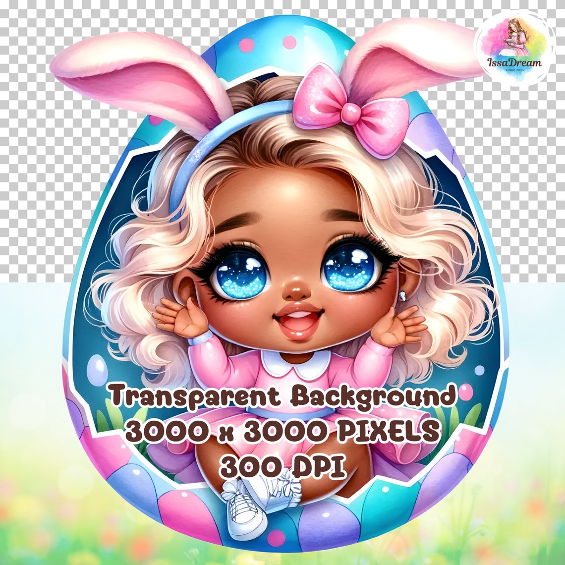 Watercolor Easter African American Girl Clipart, Cute Easter Girl ...