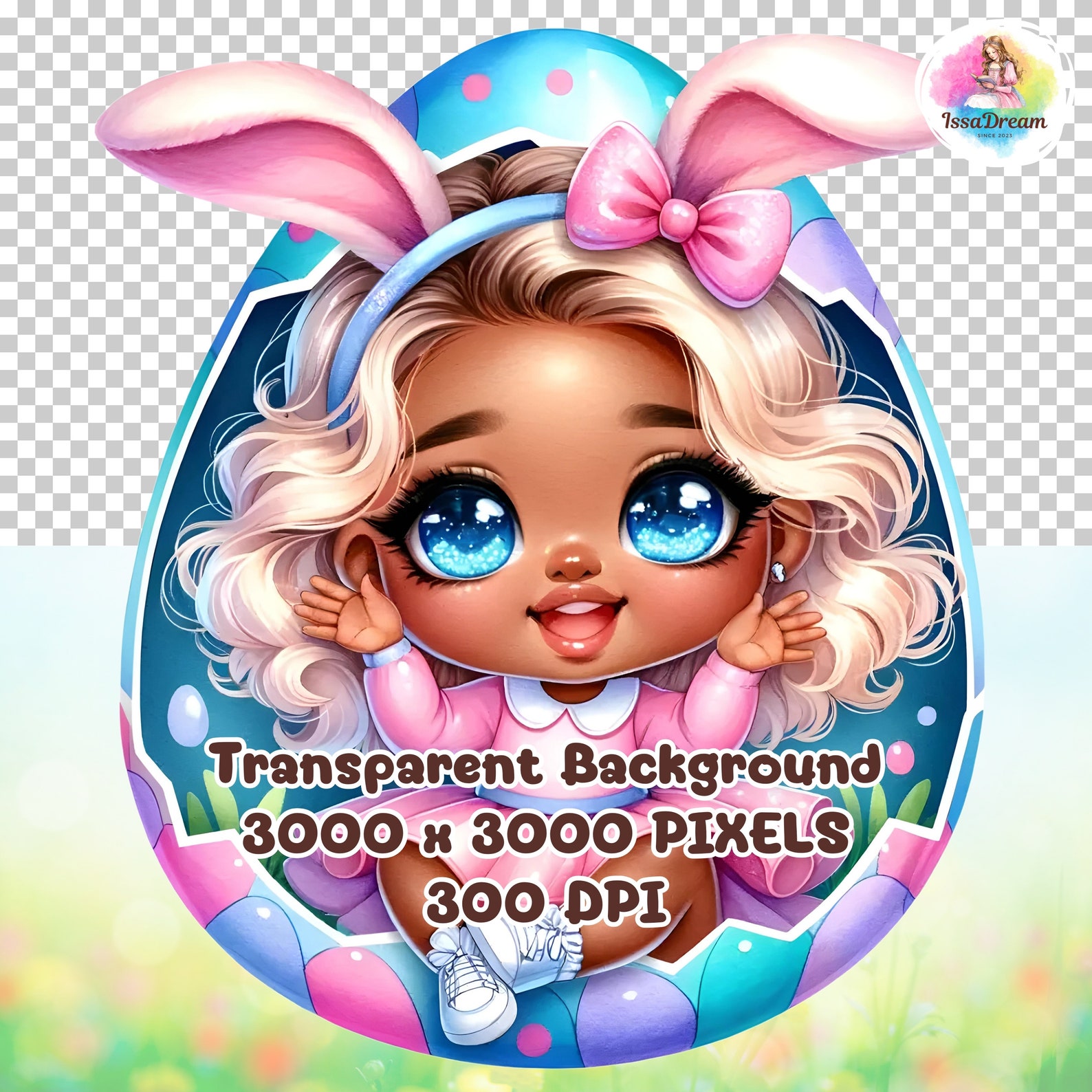 Watercolor Easter African American Girl Clipart, Cute Easter Girl ...