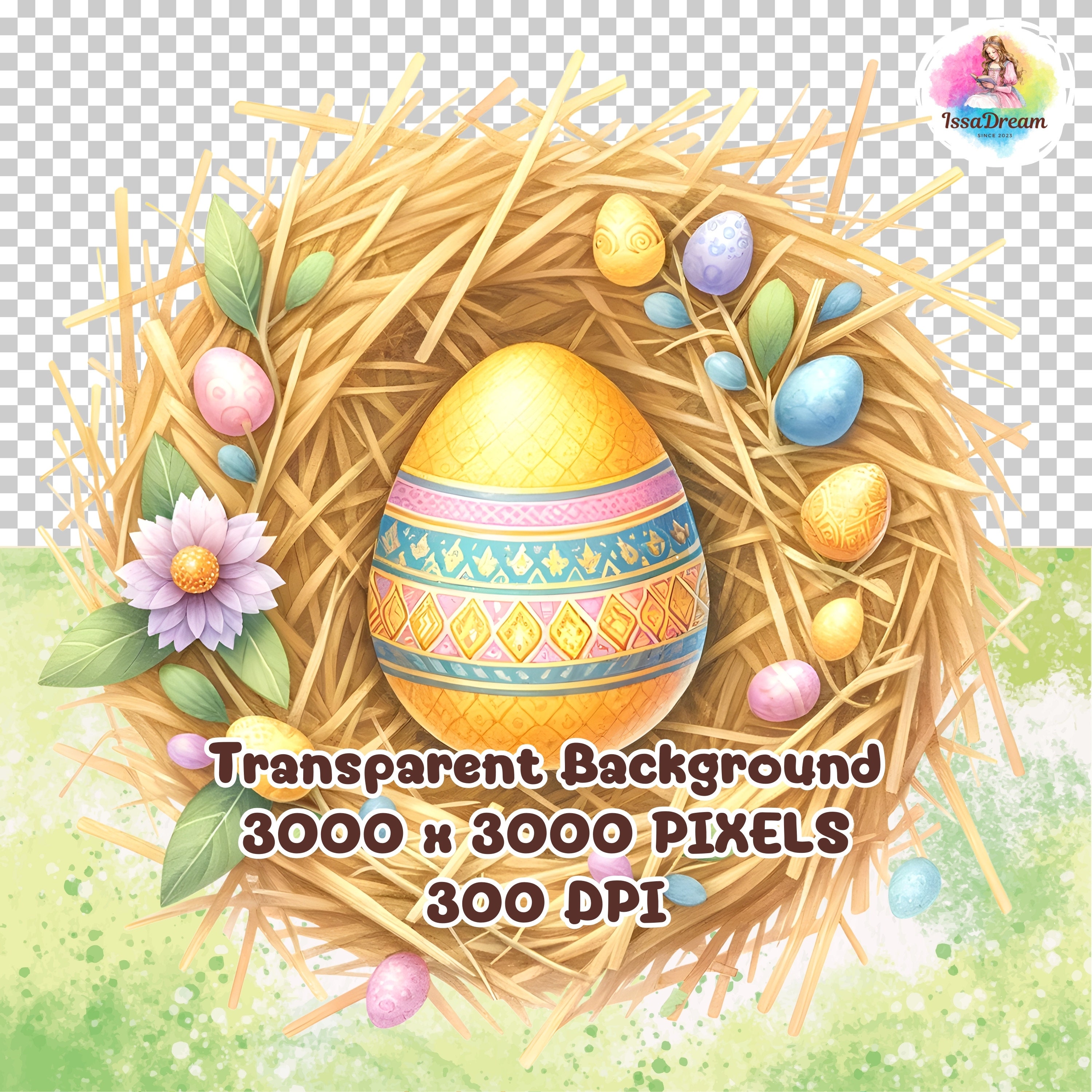 Watercolor Easter Eggs Clipart, Cute Easter Egg in Nest Clipart, Spring ...