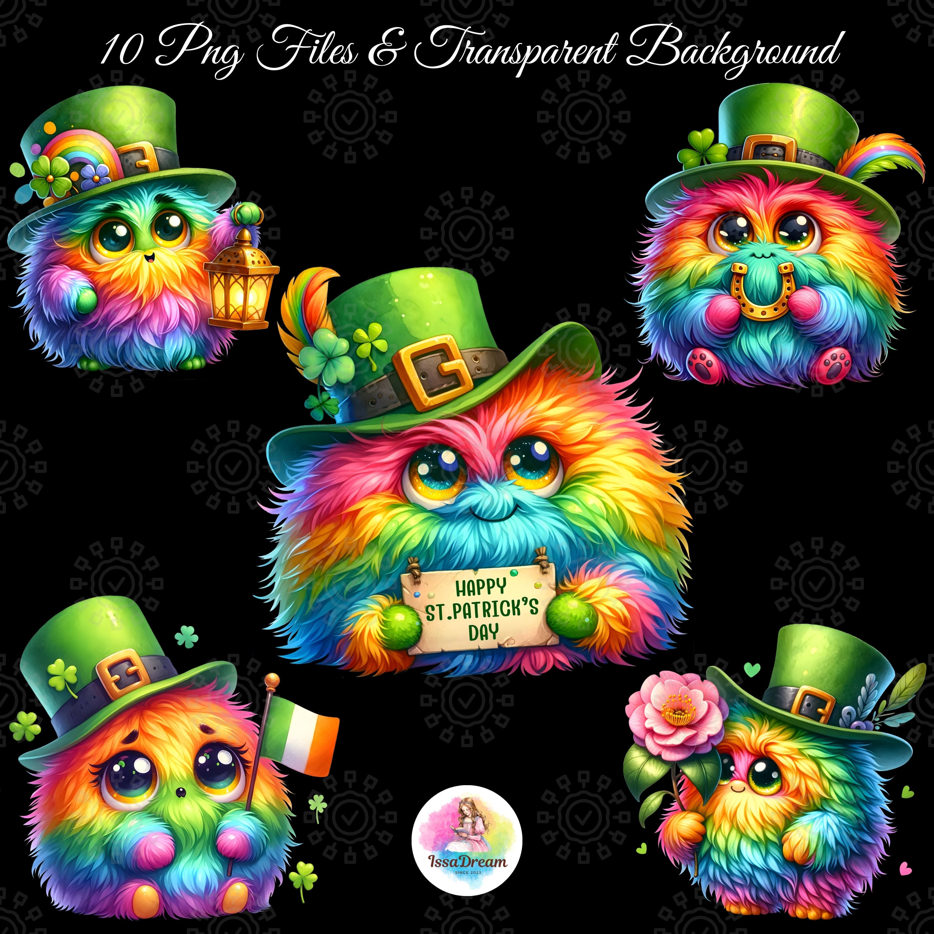 Watercolor St.patrick Monsters Clipart, Cute St.patrick's Day Monsters ...