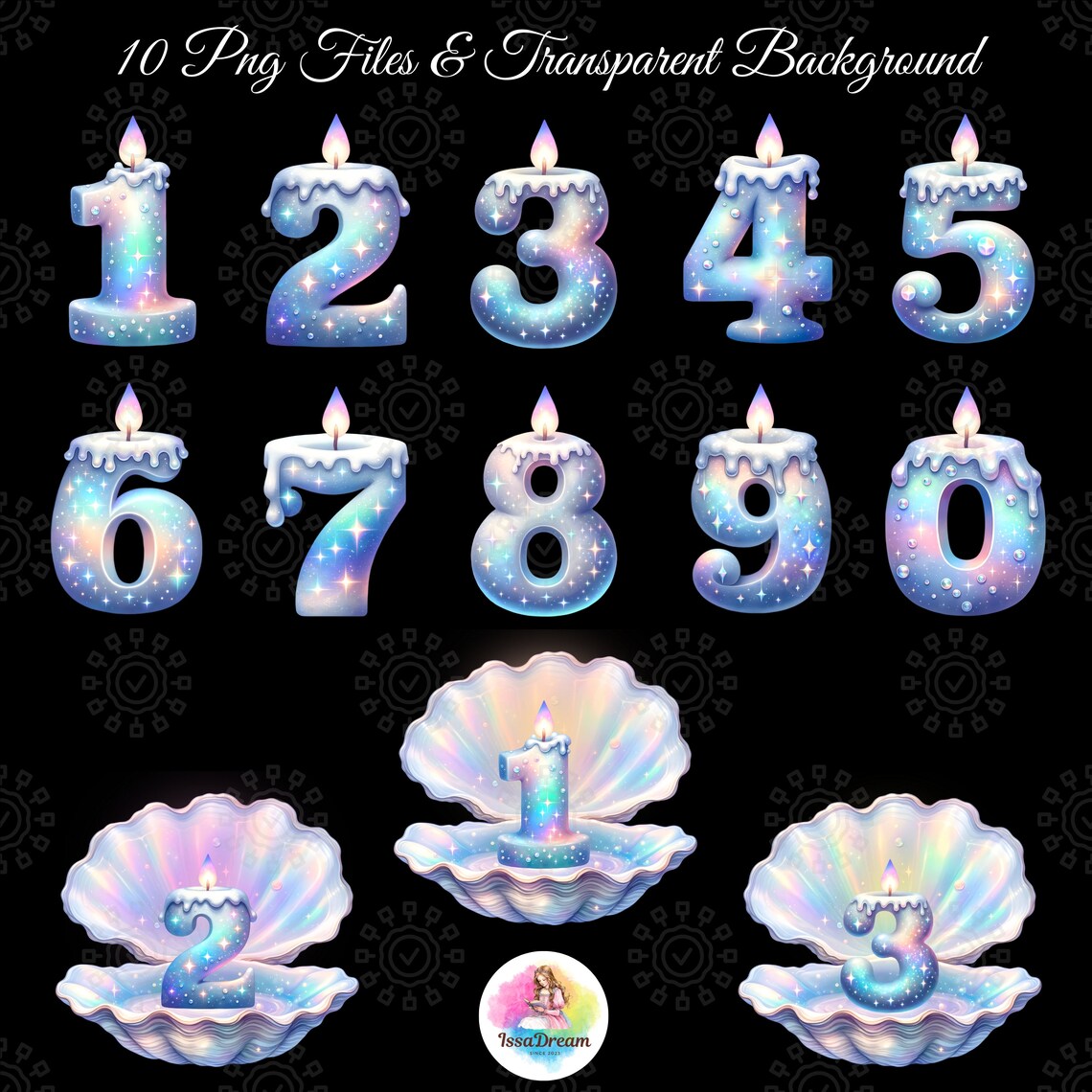 Celestial Candle Number Clipart, Birthday Candle Number Clipart ...