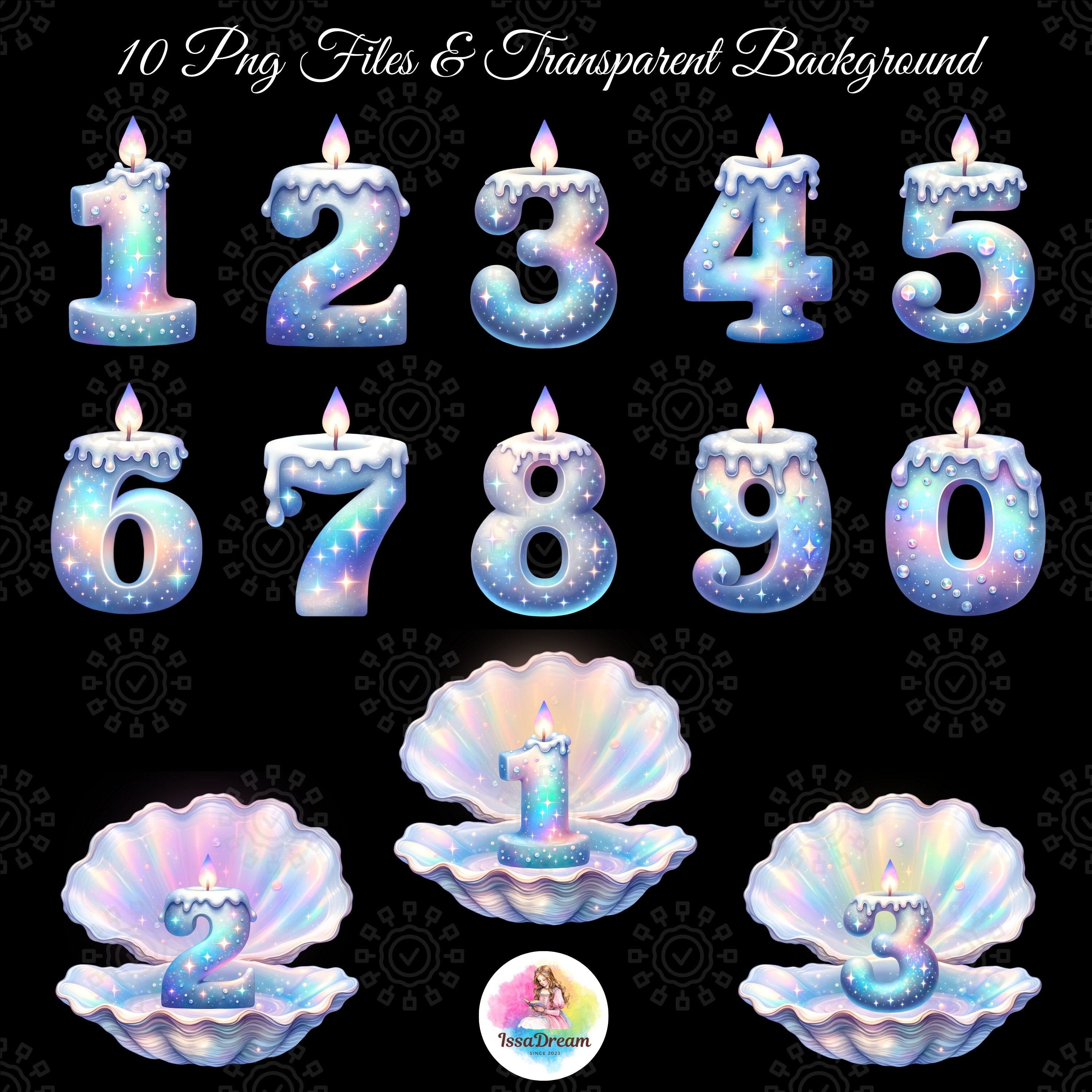 Celestial Candle Number Clipart, Birthday Candle Number Clipart ...