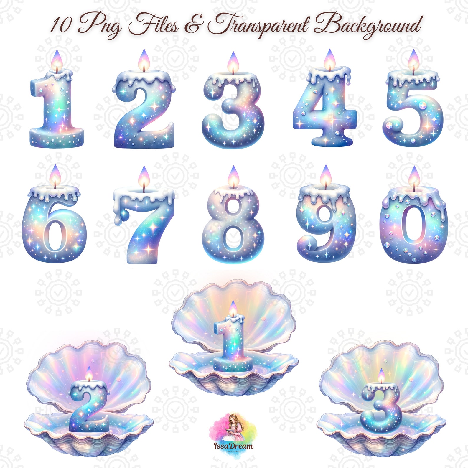 Celestial Candle Number Clipart, Birthday Candle Number Clipart ...
