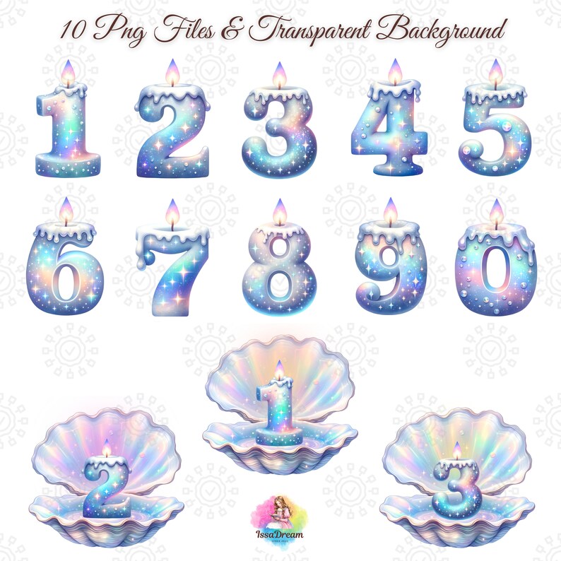 Celestial Candle Number Clipart, Birthday Candle Number Clipart ...