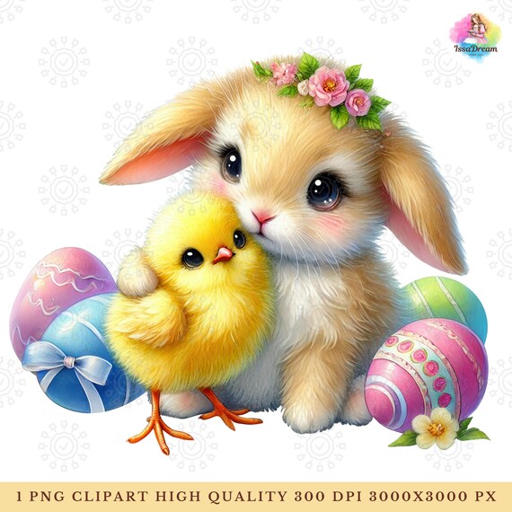Cute Bunny And Chick Cartoon