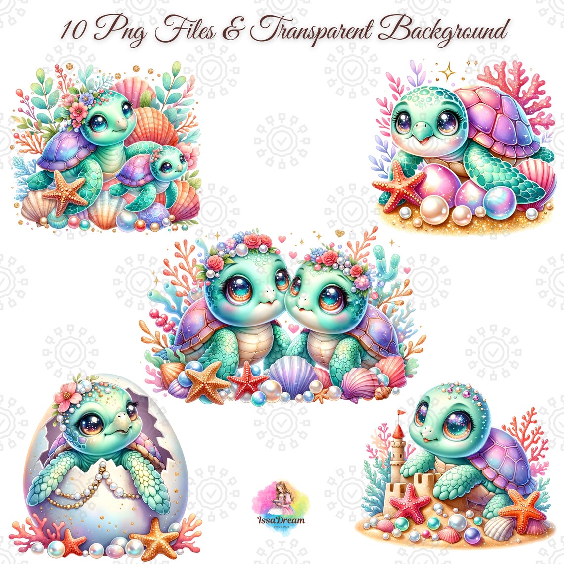 Watercolor Summer Sea Turtle Clipart, Cute Sea Turtle Clipart, Summer ...