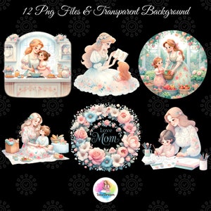 Watercolor Mother's Day Clipart, Mom With Kids Clipart, Gift for Mom ...