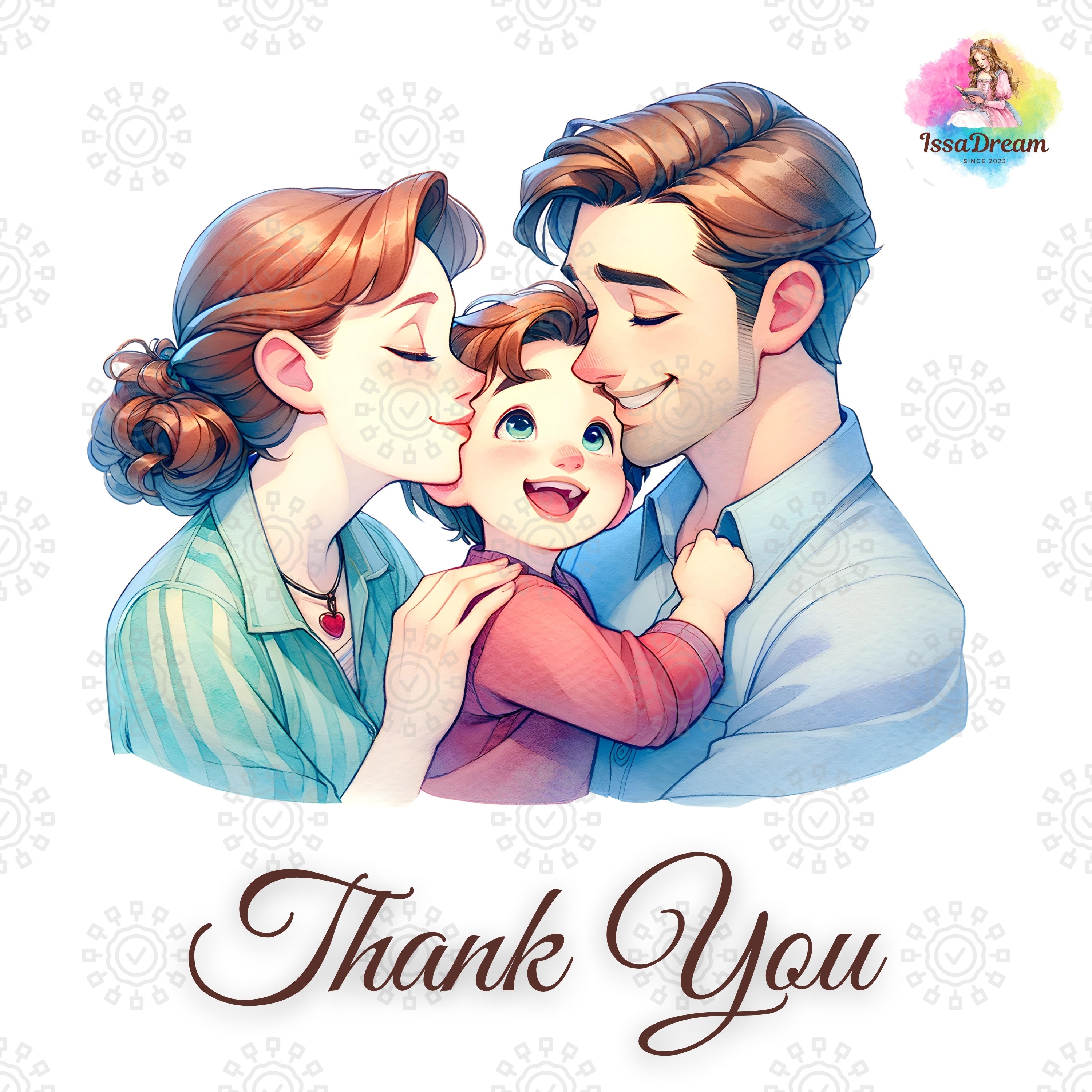 Watercolor Father's Day Clipart, Dad With Kids Clipart, Gift for Dad ...