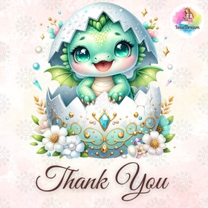 Watercolor Baby Dragon Hatching From Egg Clipart, Cute Flower Dragon ...