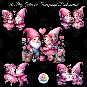 Watercolor Valentine Gnome Clipart, Cute Pink Gnome Lover Sublimation ...