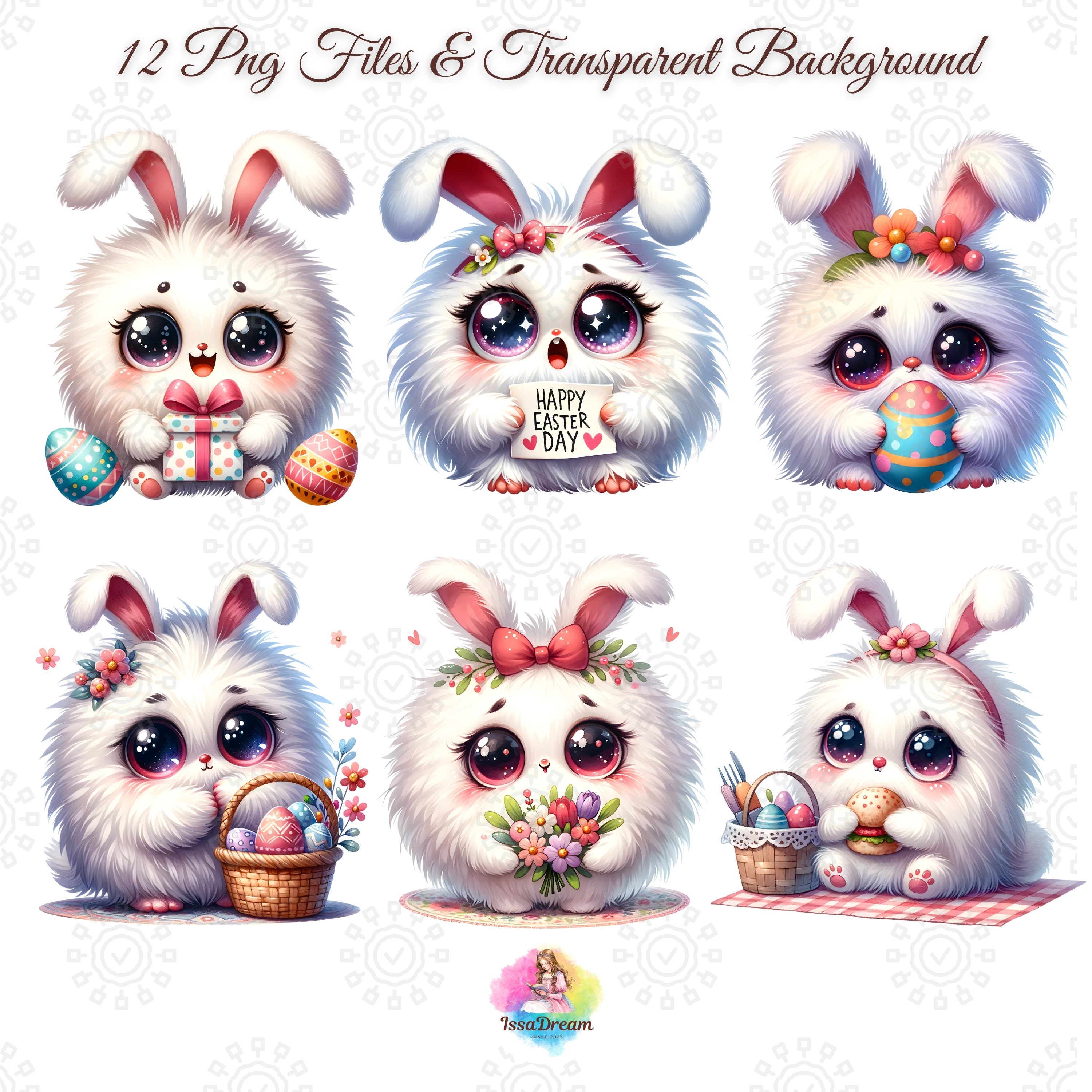 Watercolor Easter Bunny Monster Clipart, Cute Easter Bunny Clipart ...