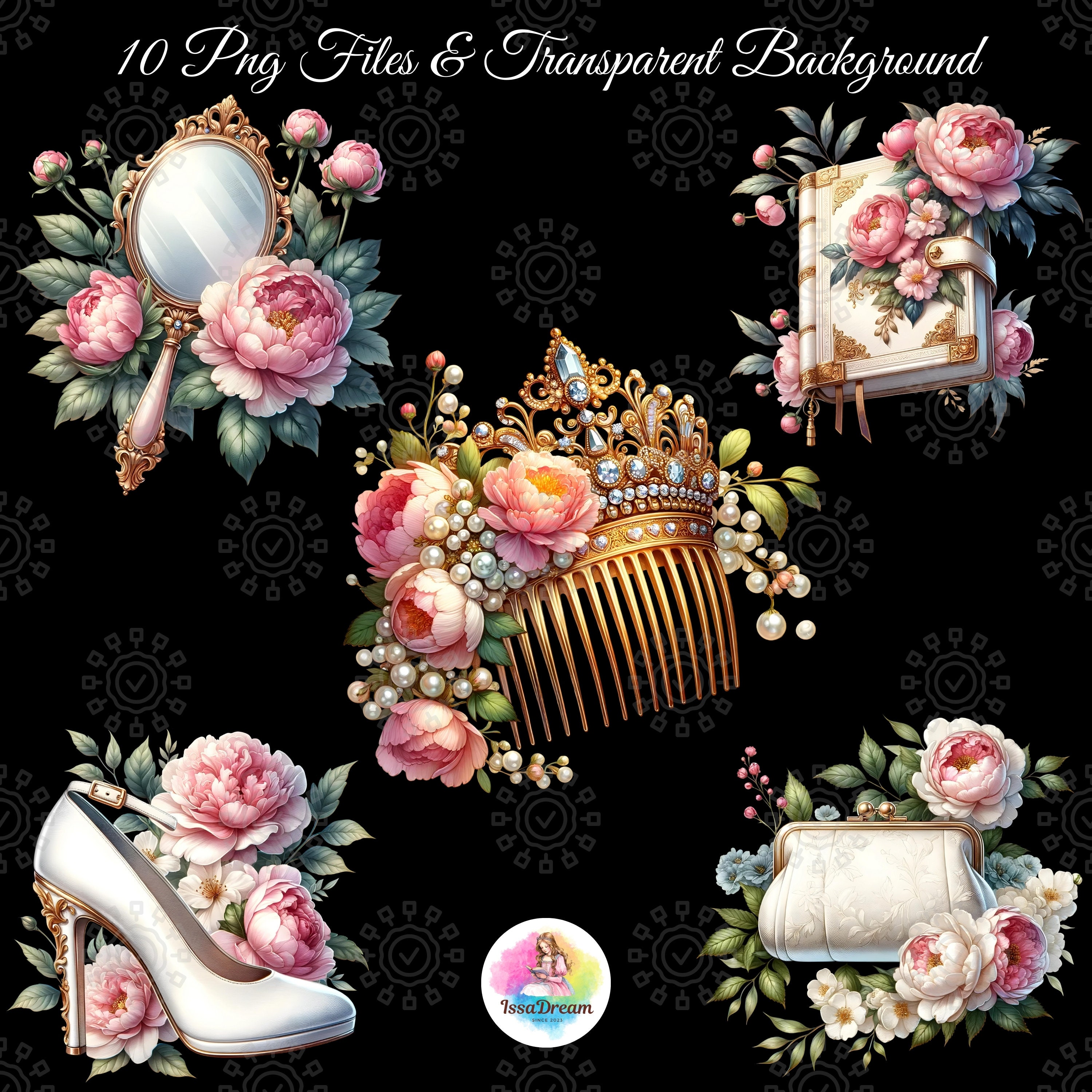 Watercolor Pink Lady Clipart, Floral Woman Clipart, Feminine Vintage ...