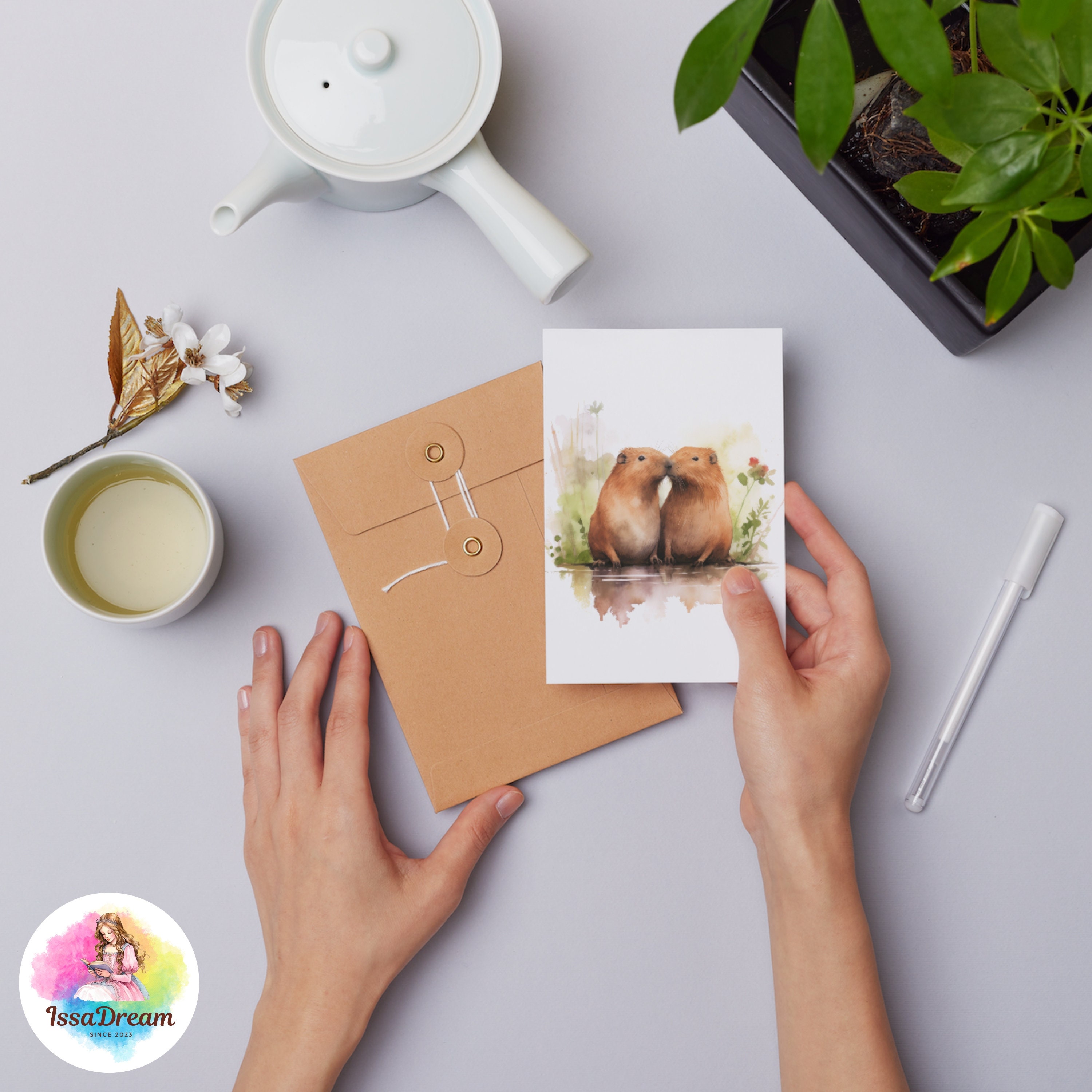 Cute Watercolor Capybara Clipart, Animal Clipart, Cute Capybara PNG ...