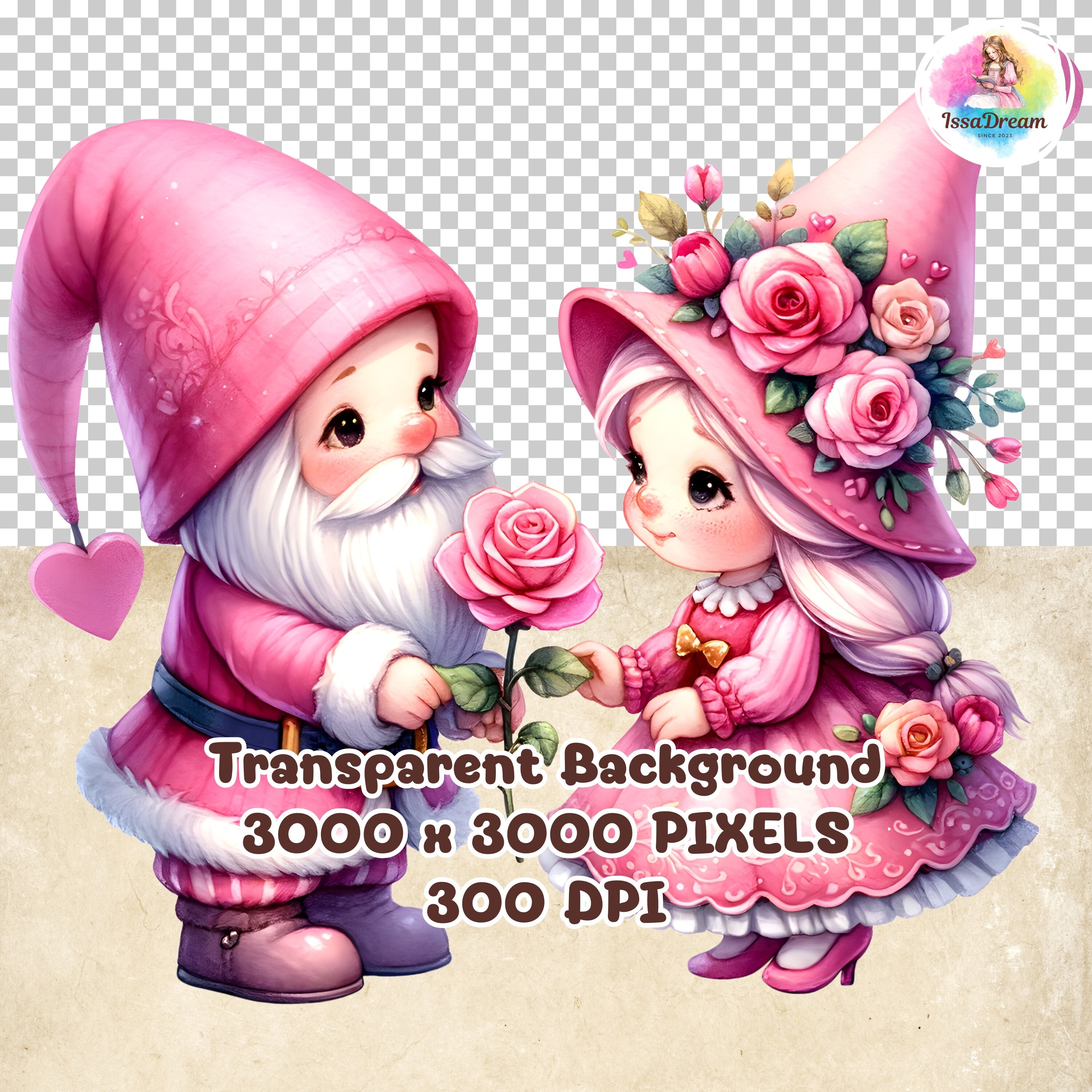 Watercolor Valentine Gnome Clipart, Cute Pink Gnome Lover Sublimation ...