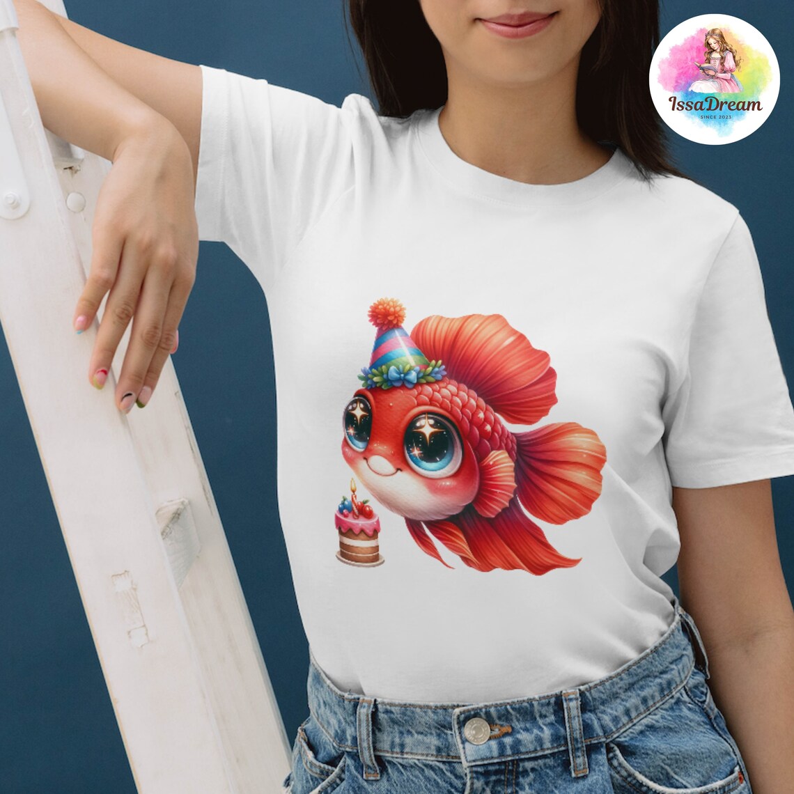 Watercolor Birthday Fish PNG Bundle, Fish With Birthday Cake, Cute ...