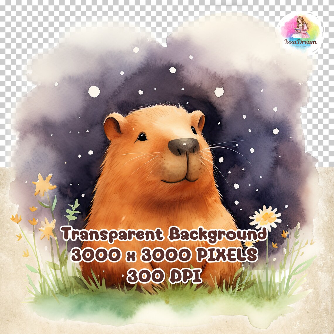 Cute Watercolor Capybara Clipart, Animal Clipart, Cute Capybara PNG ...