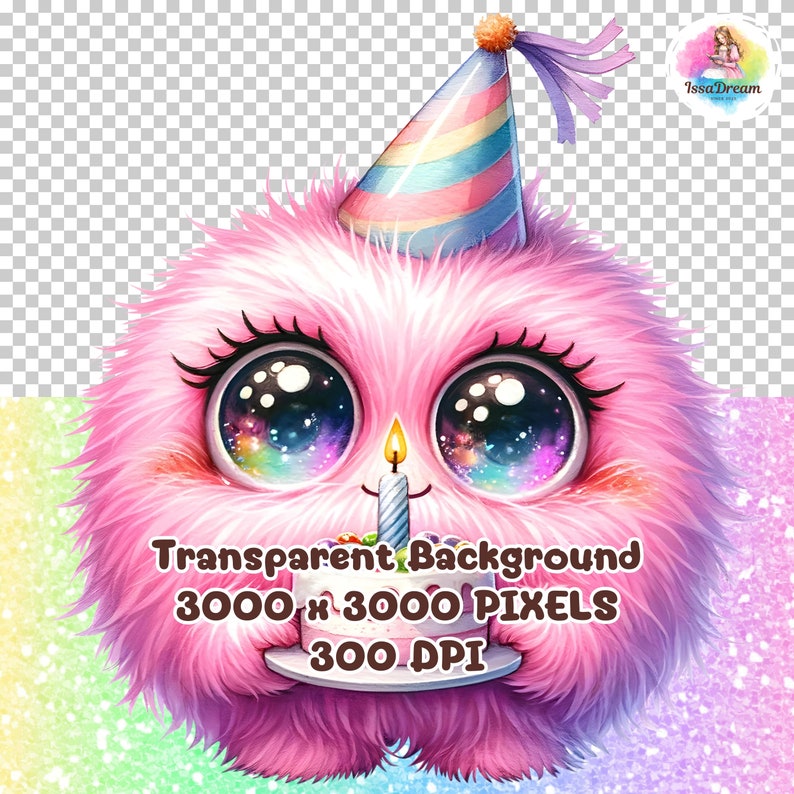 Watercolor Birthday Monsters Clipart: Party Sublimation PNG, Digital ...