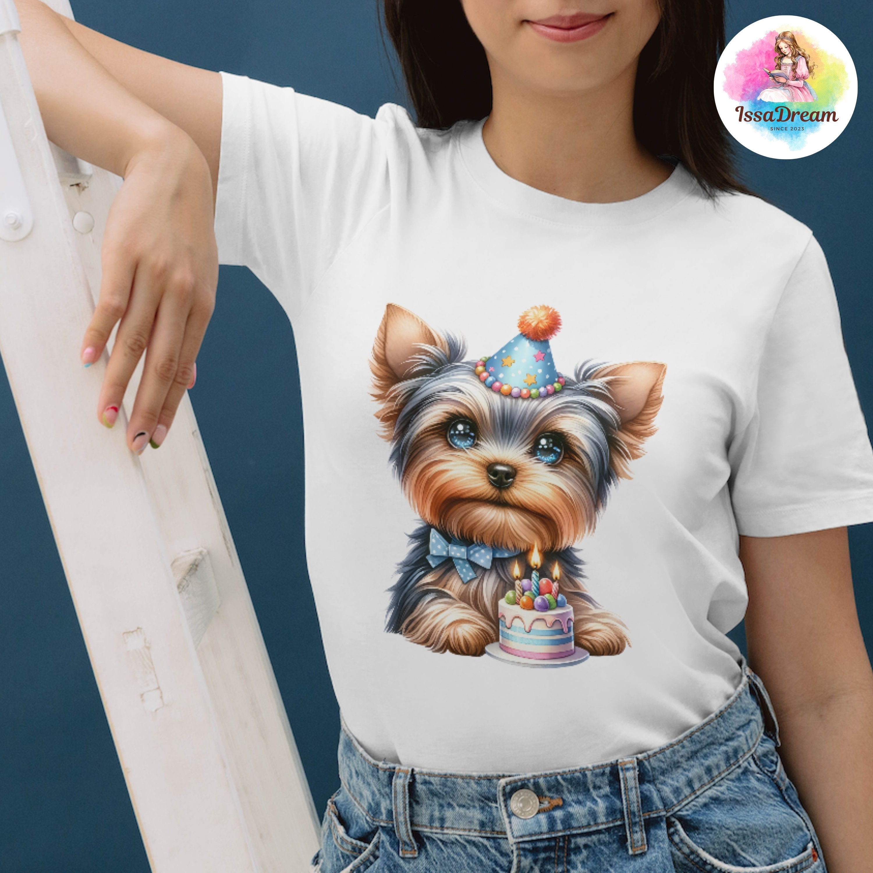 Watercolor Birthday Dog PNG Bundle, Dog With Birthday Cake, Cute ...