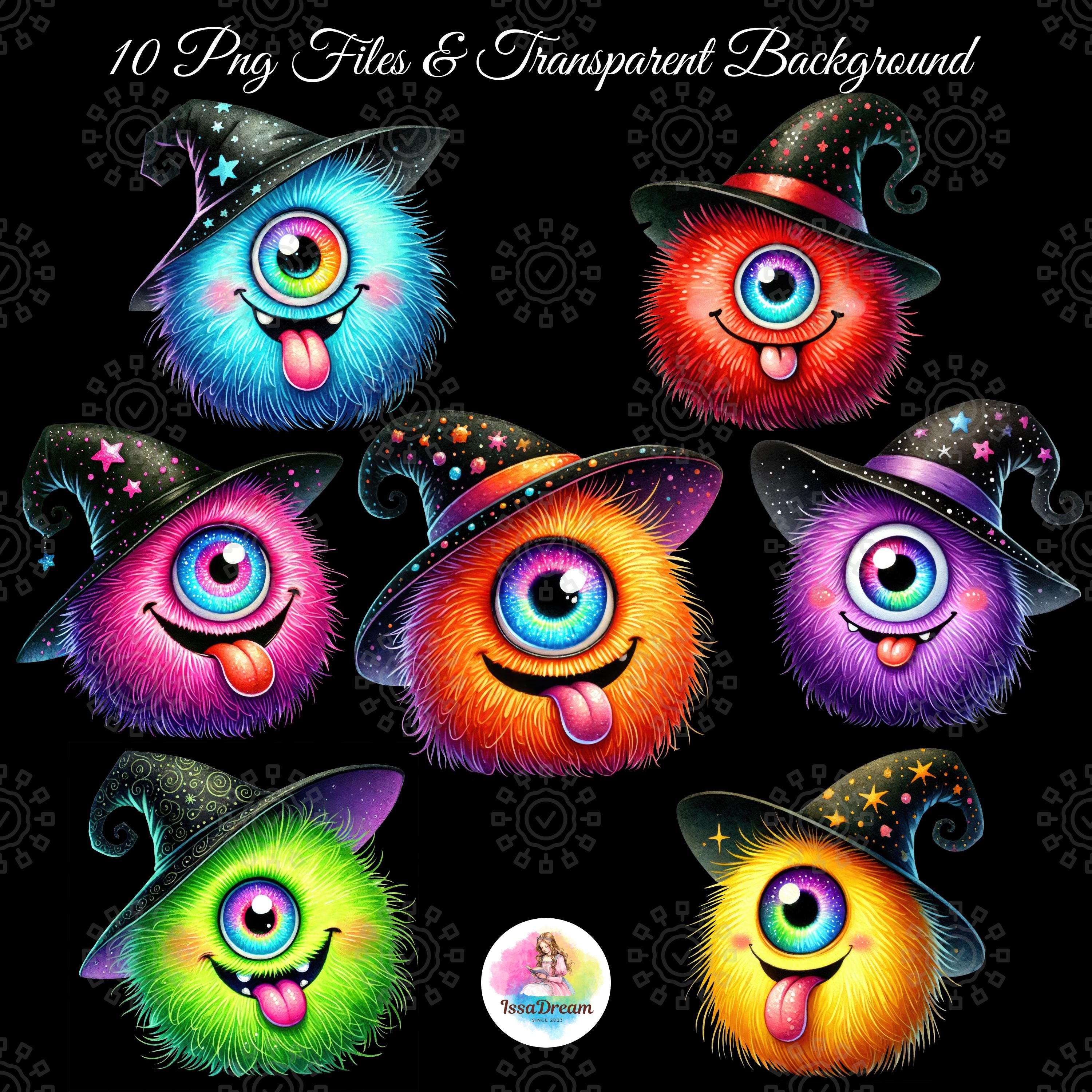 Halloween One Eye Monsters Clipart, Cute Halloween PNG, Cute Monsters ...
